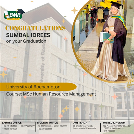 Congratulations Sumbal Idress
