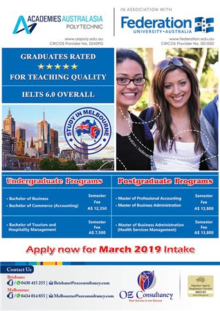 Study Bachelors & Masters Study Program - AAPoly - Fed Uni Australia..!!