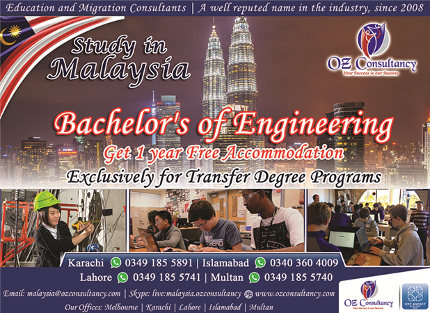 Apply for Bachelors of Engineering in Malaysia with OZ CONSULTANCY..!!