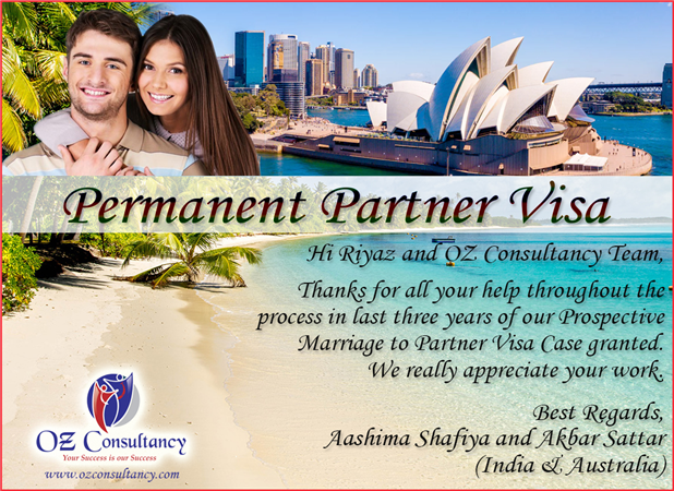 Apply for Permanent Partner Visa - Australia with OZ CONSULTANCY..!!