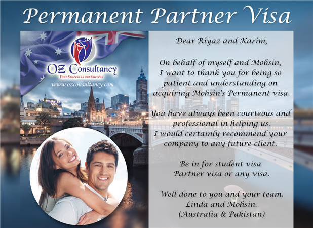Apply for Permanent Partner Visa for Australia through OZ CONSULTANCY..!!