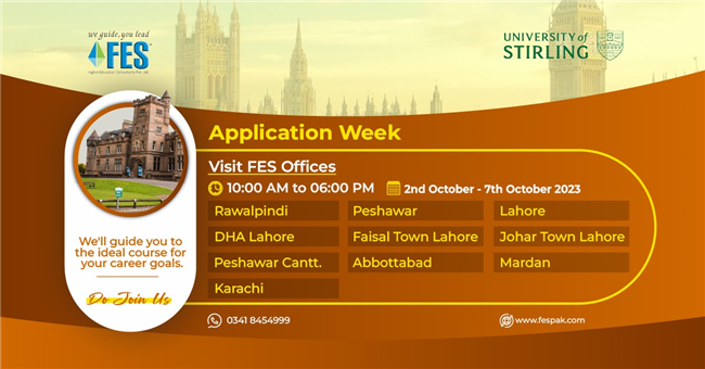Study in UK- University of Stirling all over the Pakistan