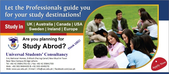 Study in UK/Australia/Canada/USA/Ireland or Europe